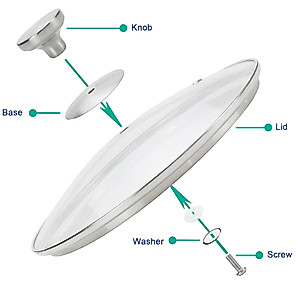 Bitray Glass Lid Cover for Frying Pan Fits Most of 8-inch Round Pots Pans Cookware Clear Glass Pot Lid with Round Knob