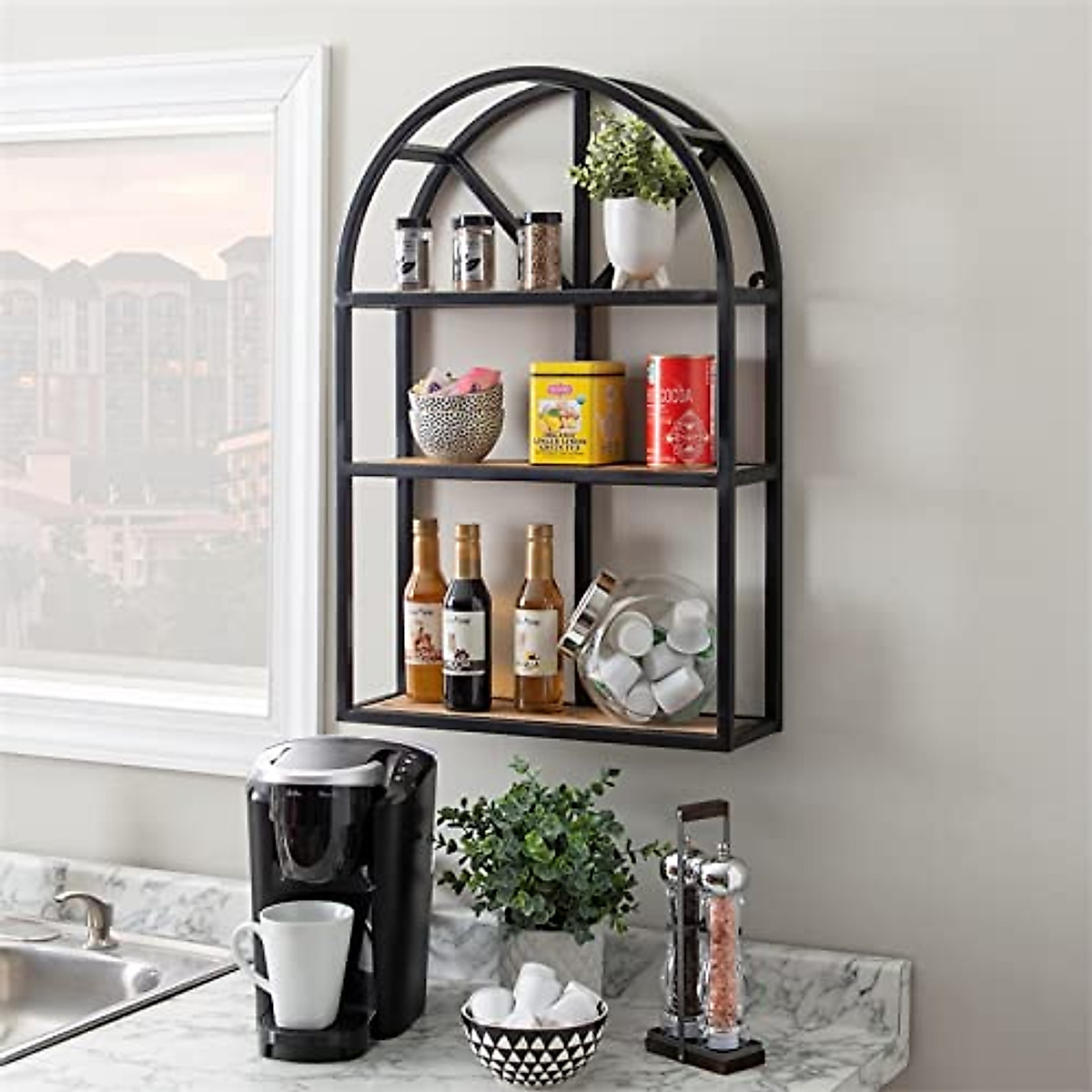Powell Furniture Linon Penelope Metal Wall Shelves in Black