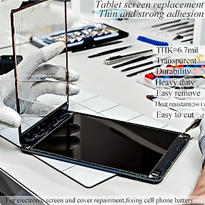 HIKIYEAT Double Sided Tape,Clear Adhesive Tape,Heavy Duty Thin Transfer Tape,Sticky,Waterproof,5 Sheet(Strips,Sheet) for Repair Cell Phone,DIY,Home,Automotive Deco