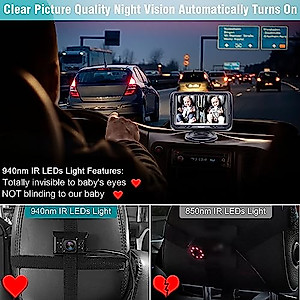 Rohent Baby Car Camera HD 1080P - 360° Rotating Crystal Night Vision Car Baby Monitor with Camera Rear Facing Infant Carseat Camera Backseat 3 Mins Easy Installation N06