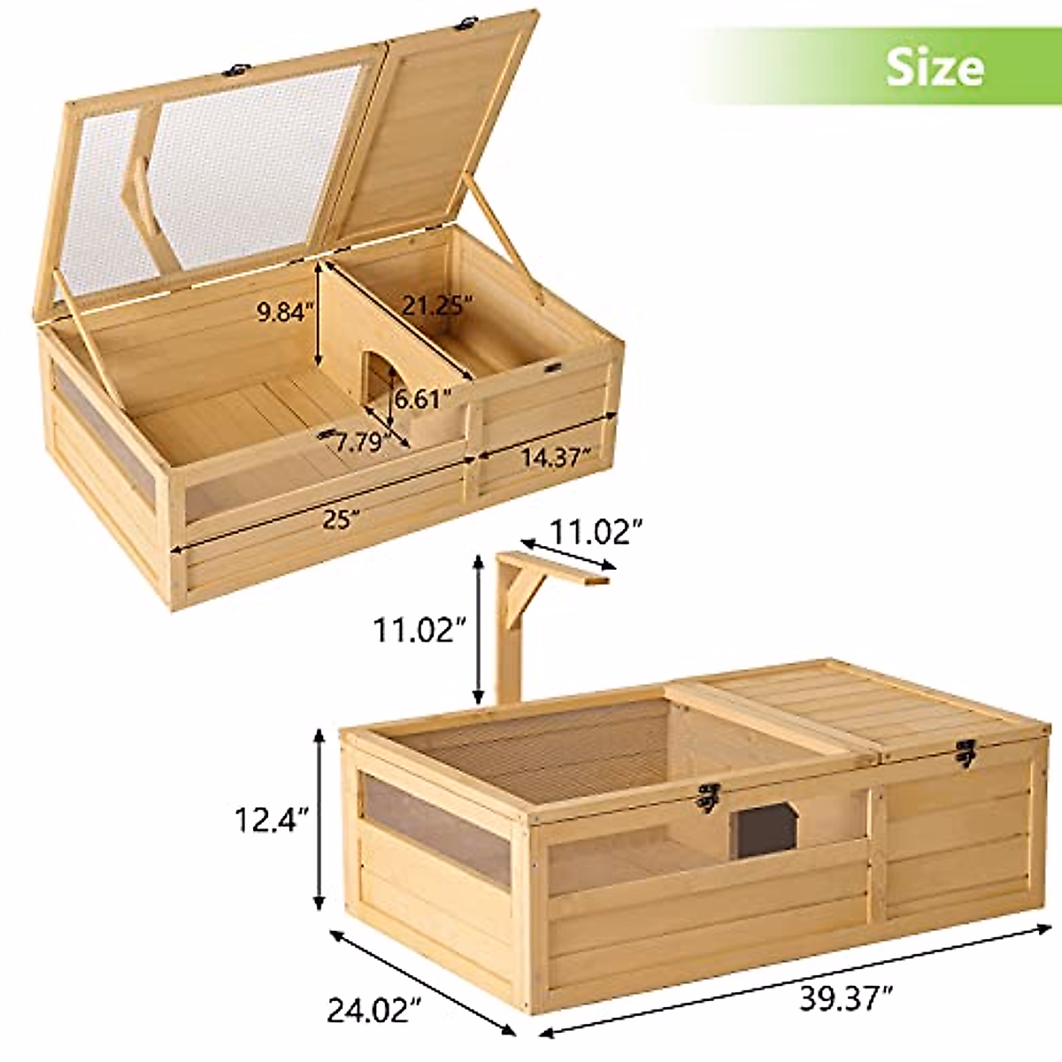 GIODIR Wooden Tortoise House Large Tortoise, Indoor Tortoises Enclosure ...