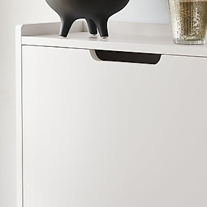 Haotian White Shoe Cabinet Entryway with 3 Flip-Drawers, Narrow Storage Freestanding Shoe Rack, Slim Shoe Organiazer, Hidden Shoe Cupboard, FSR151-H-W