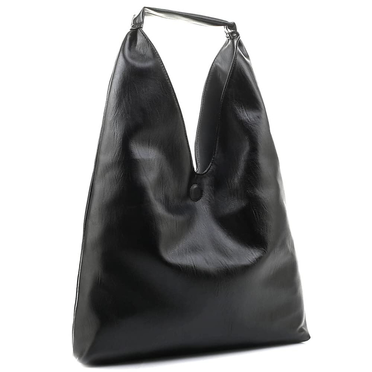Reversible Large Oversized Vegan Leather Lightweight Simple Tote Handbag Purse (zBlack/Grey)
