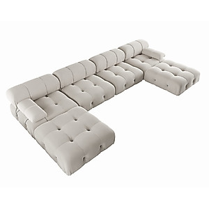 BOKIFOL Sectional Sofa, Modular Sectional Couch with Ottomans- U Shaped Couch for Living Room, 6 Seater Sofa Sets,138"(Beige)