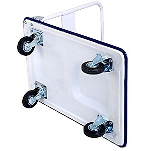 Goplus Folding Platform Cart 660 LBS Rolling Flatbed Cart Hand Platform Truck Push Dolly for Loading, Blue