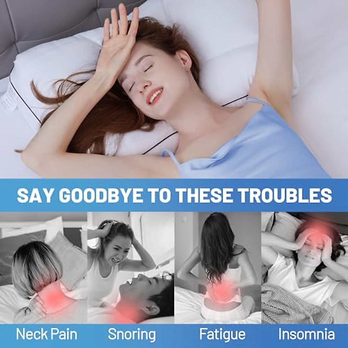 ROSUBA Cervical Pillow for Neck Pain Relief, Ergonomic Contour Orthopedic Support Pillow for Sleeping, Neck Shoulder Pain, Back Side Sleepers, Memory Foam Pillow with Breathable Pillowcase