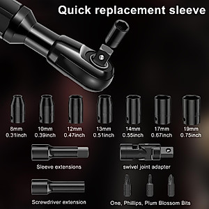 Aflybltol 1/2" Air Ratchet Wrench Set, 50 Ft-Lbs, 160 RPM,Side Exhaust Hole, Professional Pneumatic Wrench for Mechanical Maintenance, Automotive Industry