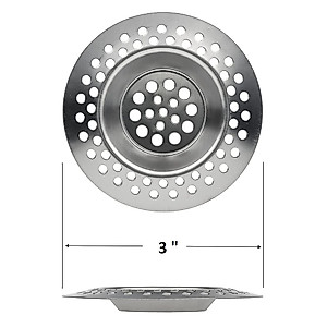 Stainless Steel Drain Hair Catcher, Bathtub Drain Catcher, Kitchen Sink Strainer, Kitchen Drain Catcher, Bathroom Sink Strainer, Shower Drain Catcher, 3 inch Hair Catcher (Pack of 3)