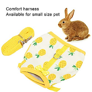 Luroze Guinea Pig Harness, Small Dog Harness Comfortable Cute Adjustable for Ferrets for Rabbits for Guinea Pigs for Chinchillas(S Number, Yellow Pineapple)