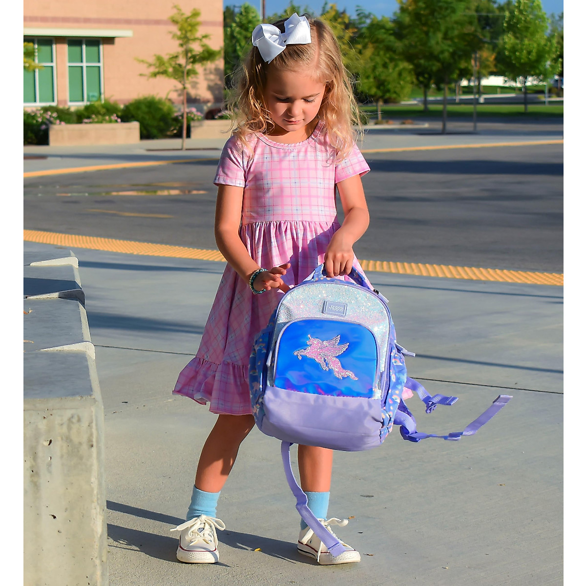 Choco Mocha Unicorn Toddler Backpack for Little Girls, Kids Pre Kindergarten Daycare Sparkle Backpack for Toddler 12 Inch, Glitter Bling Purple