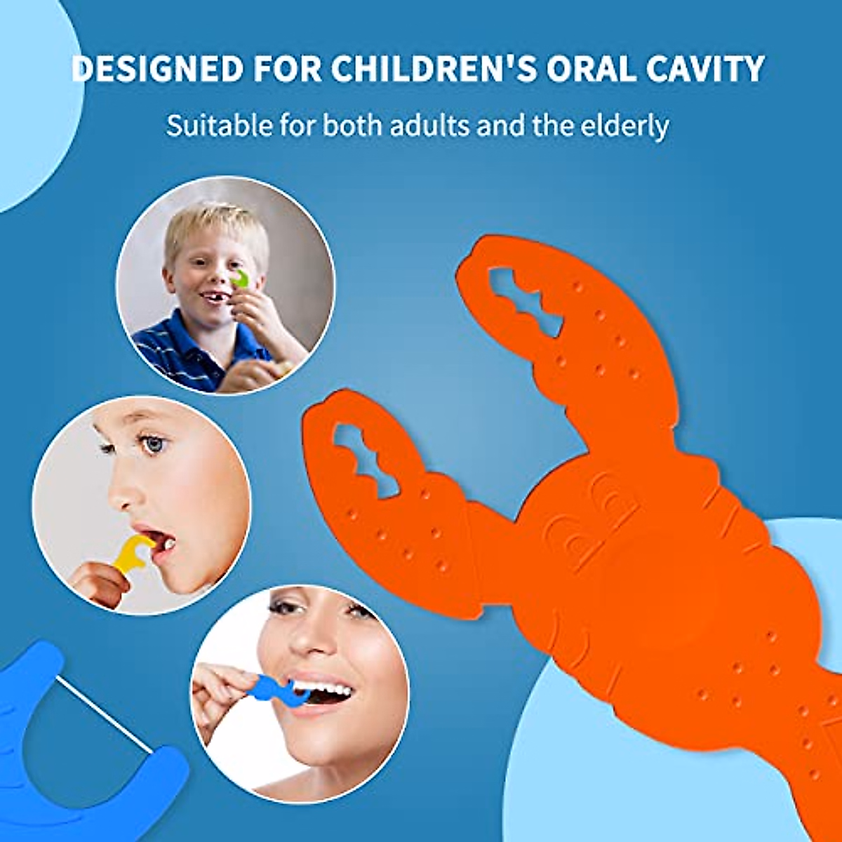 Kingubznis Dental Floss Picks, Colorful Kids & Toddler Tooth Flossers Sticks with Portable Travel Bag, Cute Marine Creature Shape Makes Slim Fun, Toothpicks Picks for Children Adult (72 Count)