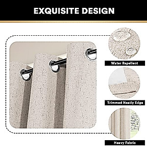 PrinceDeco Primitive Textured Linen 100% Blackout Curtains for Bedroom/Living Room Energy Saving Window Treatment Curtain Drapes, Burlap Fabric with White Thermal Insulated Liner (42 x 84in, Natural)