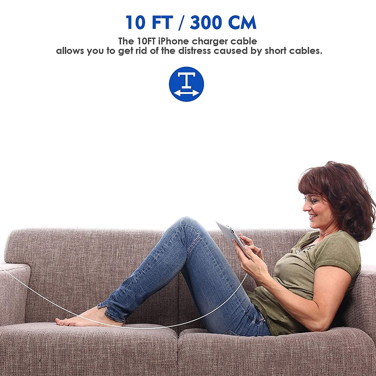 iPhone Charger, 2Pack 10FT Extra Long【Apple MFi Certified】 iPhone Charging Lightning Cable Fast Transfer Cord with USB Wall Apple Chargers Travel Plug Adapter for iPhone 13/12/11/SE 2020/X/XR/8/7