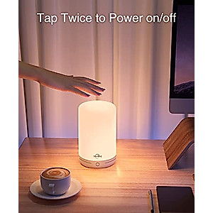 LB3 Smart Lamp, LED Bedside Touch Lamps Compatible with Alexa and Google Home, App Go_sund Control, RGB Color Changing Dimmable & Warm White Night Light for Bedroom, USB Powered