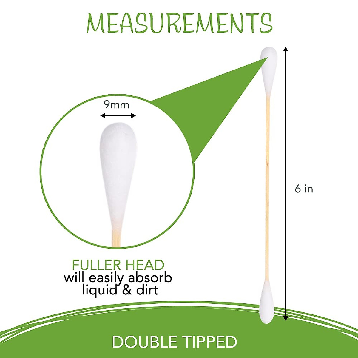 Dog Q Tips - 200pcs - 6'' Long Bamboo Cotton Swabs for Dog Ear Cleaning - Large 0.35'' Cotton Tips, Biodegradable & Eco-Friendly - Ear Swabs for Dogs, Professional Pet Ear Cleaning for Dogs and Cats.