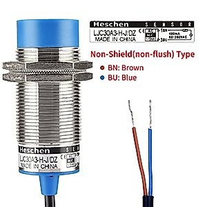 Heschen M30 Capacitive Proximity Sensor Switch Non-Shield Type LJC30A3-H-J/DZ Detection 1-15mm 90-250VAC 400mA Normally Closed (NC) 2 Wires