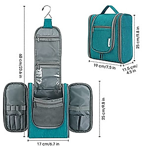 Narwey Hanging Travel Toiletry Bag Cosmetic Make up Organizer for Women and Men (Medium, Teal)