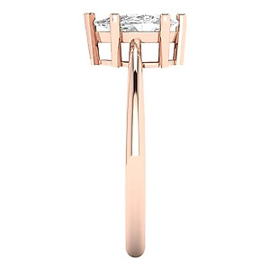 Clara Pucci 1.0 ct Pear Cut Solitaire Moissanite Engagement Wedding Bridal Promise Anniversary Ring 18K Rose Gold Size 8.5