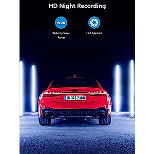 Dash Cam Front and Rear, 1080P Full HD Dash Camera for Cars with 32GB SD Card, 2.45'' IPS Screen, 170°Wide Angle, Night Vision, Parking Monitor, Loop Recording, Motion Detection