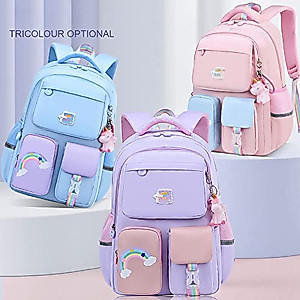 Pink Unicorn Backpack For Girls, Large Capacity Waterproof Bookbag Multifunction Casual Daypack Laptop Travel Bag For Teens