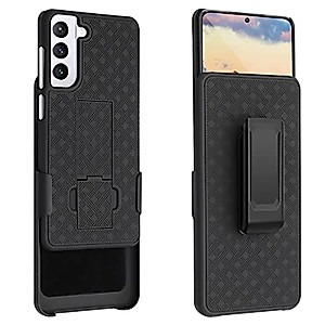 Samsung Galaxy S21 FE Case, Fingic Galaxy S21 FE Holster Case Combo Shell Slim Rugged Case with Kickstand Swivel Belt Clip Holster Shockproof Cover for Samsung Galaxy S21 FE 5G 2022, Black
