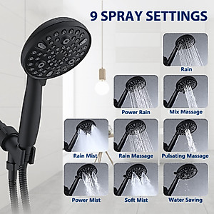 YASINU All Metal Bathtub Faucet with Sprayer 10 Settings, Tub Spout with Diverter Matte Black