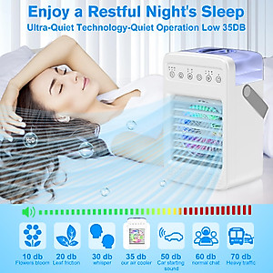 Portable Air Conditioners Windowless,2024 Upgraded Room Air Conditioners,3 IN 1 Swamp Cooler,Ac Unit with 3 Gal Water Tank,Timer,3 Speeds,70° Oscillation,Air Cooler for Room Kitchen Bedroom