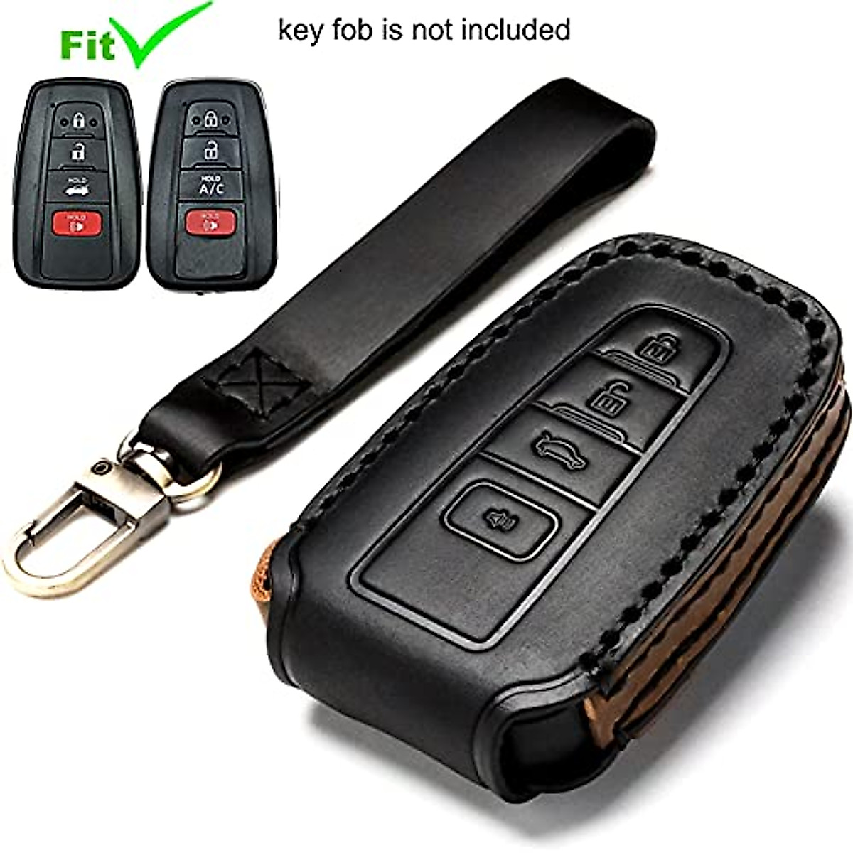 ZiHafate Car Key Fob Cover Case Compatible with Toyota Keyless Remote Control 2022、2021、2020、2019、2018、2017、2016 RAV4 Camry Corolla Avalon Tacoma Highlander 4Runner Tundra Prius Prado etc. （AN-Black）…