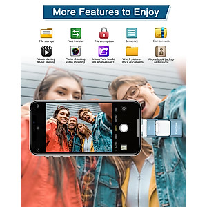 Sunany USB Flash Drive 256GB, Photo Stick Memory External Data Storage Thumb Drive Compatible for Phone, Pad, Android, PC and More Devices (Blue)