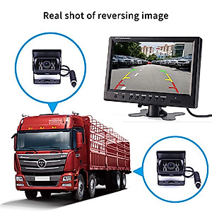 Backup Camera Hard Wired Backup Camera 9'' Quad Split Screen HD Rear Backup Camera Monitor System, Waterproof IR Night Vision Backup Camera for Trucks,Trailer Heavy,Box,RV,Camper Bus Rearview Camera