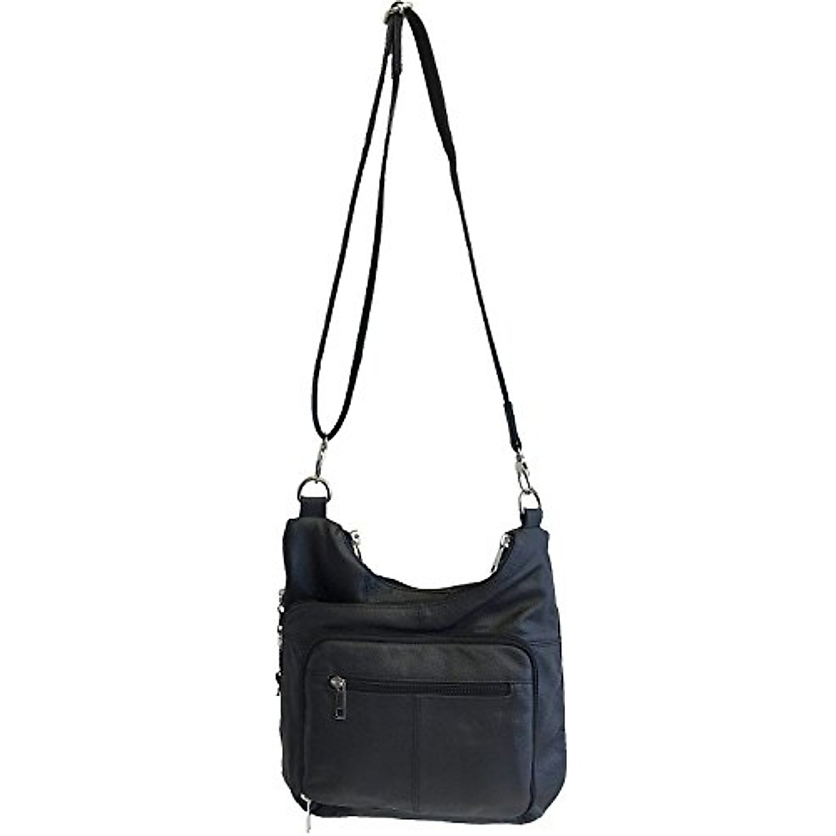 Roma Leathers Stylish Leather Locking Concealment Crossbody Purse, Black