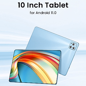 TOPINCN Gaming Tablet, 10in Tablet 5GWIFI 6G 256G Blue for Daily (Blue)