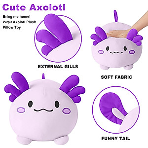PEACH CAT Kawaii Axolotl Plush Pillow Cute Soft Axolotl Stuffed Animal for Kids Purple 11.8"