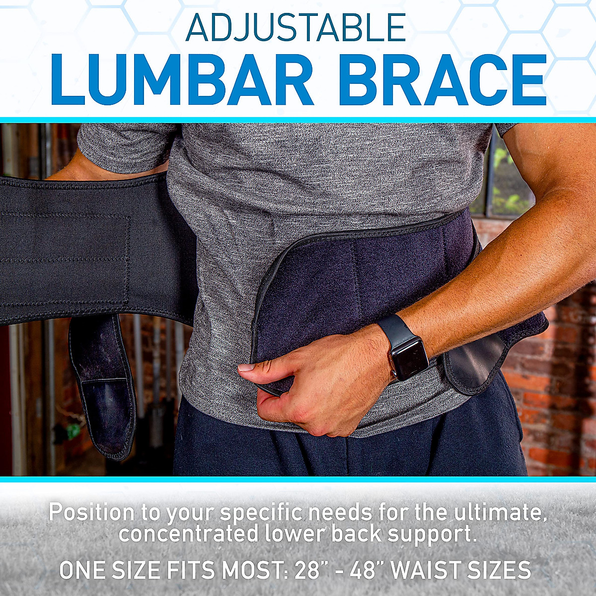 Franklin Sports Lower Back Brace - Adjustable Back Support Stabilizer - Comfortable Lumbar Support, Pain Relief + Compression - One Size