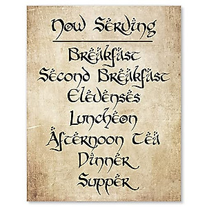 Daily Meals Menu Wall Print - Fan Inspired Home Wall Decor - Second Breakfast Kitchen Sign - Perfect Gift for LOTR Fans - 11x14 - Unframed