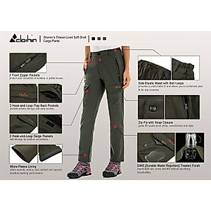 Outdoor Fleece Ski Pants, Clothin Women 's Waterproof Climbing Trekking Hiking Insulated Snow Pants (Black,US 6 CN L)