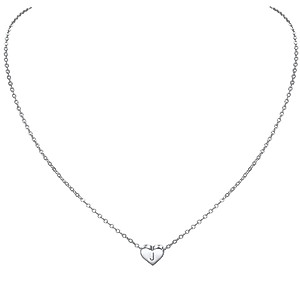 PROSILVER Dainty Silver Heart J Necklace For Women Pendent Neckles
