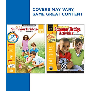 Summer Bridge Activities 3rd to 4th Grade Workbook, Math, Reading Comprehension, Writing, Science, Social Studies, Fitness Summer Learning Activities, 4th Grade Workbooks All Subjects With Flash Cards