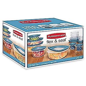 Rubbermaid 26 Piece Flex & Seal with Leak Proof Lids, Easy to find, snaps right on to the bases, Blue