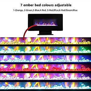 36 Inch Curved Front Electric Fireplace, Freestanding or Wall Mounted Electric Fireplace with Adjustable Flame Color & Remote Control for Apartment/Office/Bedroom, Black