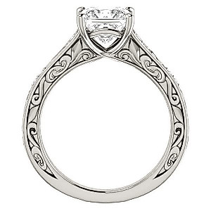 JEWELERYN 3 CT Princess Colorless Moissanite Engagement Ring for Women/Her, Wedding Bridal Ring Set, Eternity Sterling Silver Solid Gold Diamond Solitaire 4-Prong Set for Her (8.5)