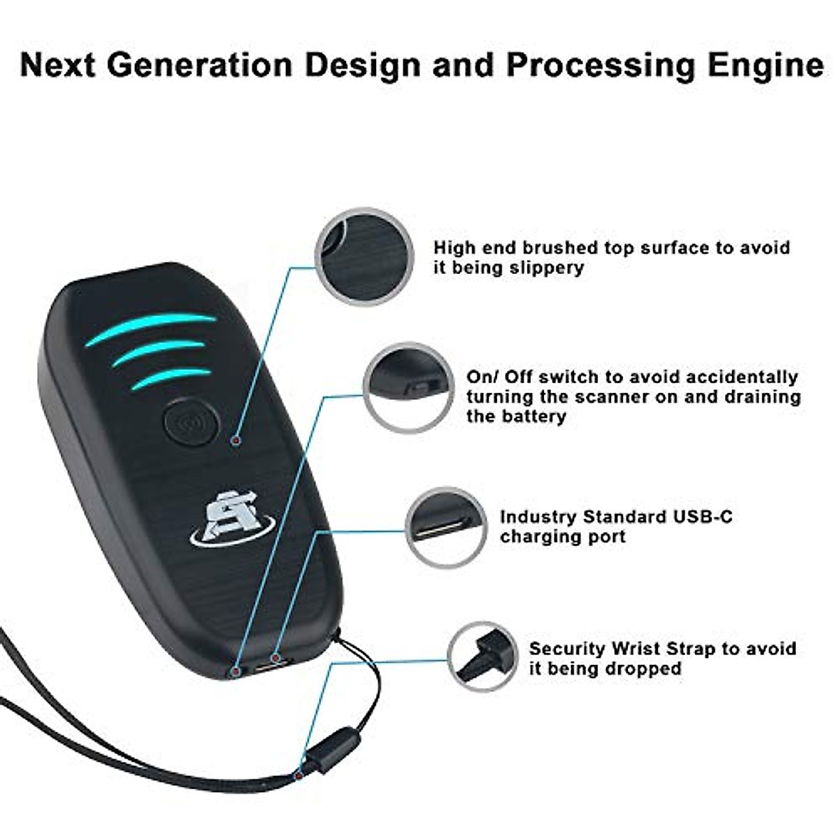 ScanAvenger Portable Mini-Wireless Bluetooth Barcode Scanner: Hand Scanners - Cordless, Rechargeable 1D & 2D Scan Gun for Inventory Management - Wireless, Handheld USB QR (1D & 2D Barcode Scanner)