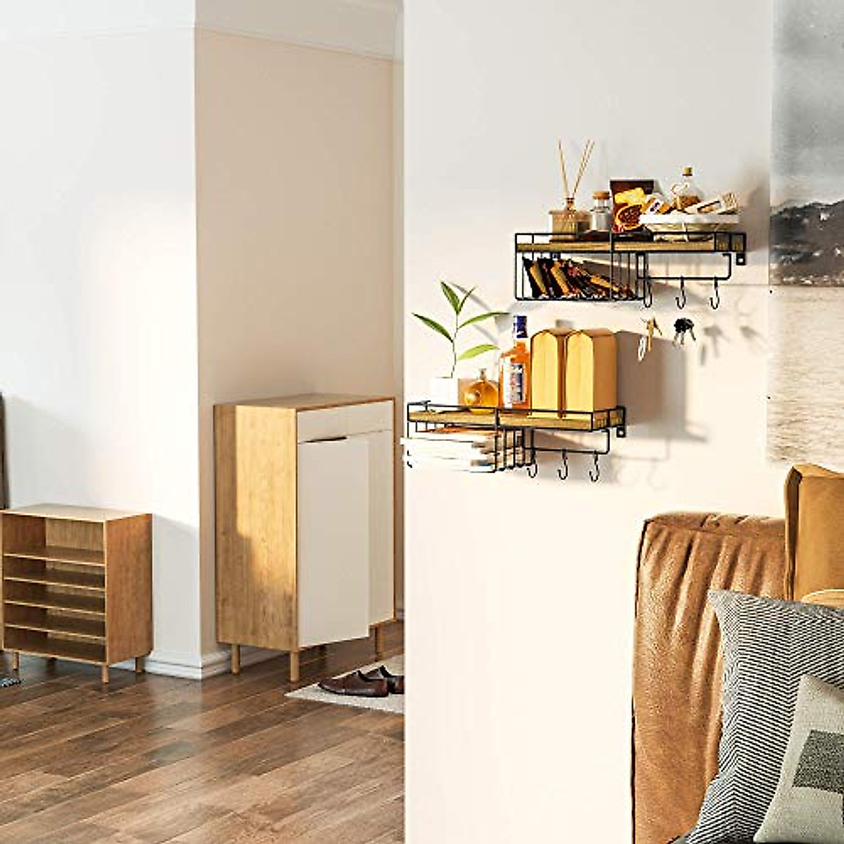 Alsonerbay Floating Shelves Wall Shelves for Bedroom Living Room, Wall Mounted Bathroom Shelves Decor Shelf Set of 2