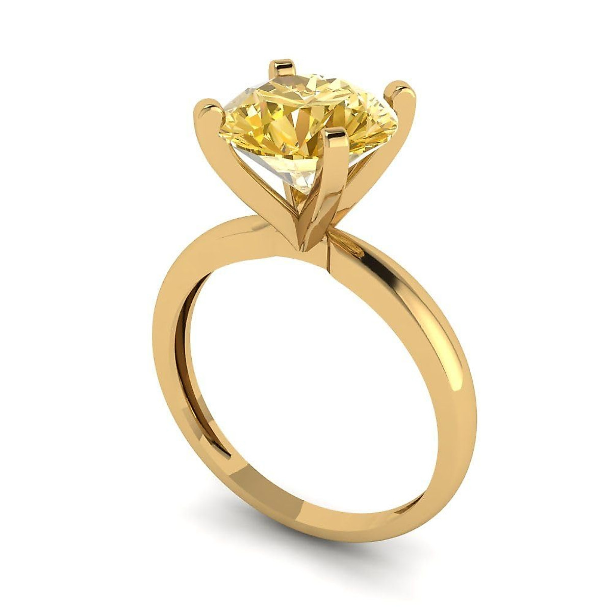 Clara Pucci 3.0 ct Round Cut Solitaire Natural Yellow Citrine Engagement Bridal Promise Anniversary Ring in 18K Yellow Gold Size 7.5