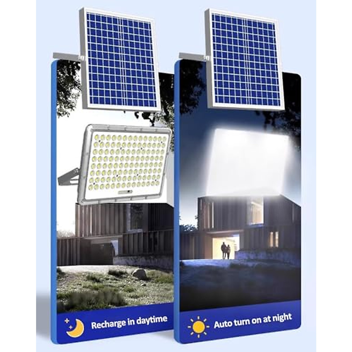 ZXXHNNAIH Home Solar Powered Street Lights, Dusk to Dawn IP67 Waterproof Solar Lights with Remote Control Extension Cord for Outdoor Parking Lot Yard,300W