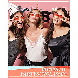 Hoteam 24 Pairs Fire Flame Sunglasses for Women Fire Flame Glasses Retro Wave Rimless Flame Shaped Glasses for Men Party Costume (Red)