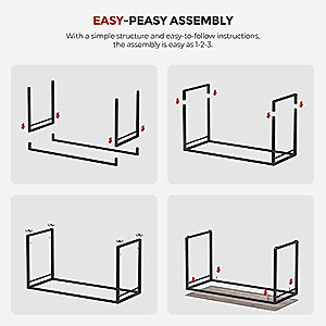 VASAGLE ALINRU Computer Desk, Office Desk with 8 Hooks, for Study, Home Office, Easy Assembly, Industrial Design, 47.2 x 23.6 x 29.5 Inches, Greige and Black ULWD058B02