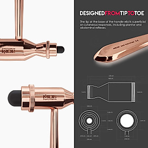 MDF Instruments, Rose Gold Tromner Neurological Reflex Hammer with Pointed Tip Handle for Cutaneous and Superficial Responses - Free-Parts-for-Life (MDF555) (Rose Gold/Black)