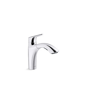 Kohler 30468-CP Rival Single Handle Pull-Out Kitchen, Laundry, Utility Sink Faucet, Polished Chrome, 1.5 gpm