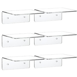 Small Acrylic Floating Shelves Clear Acrylic Wall Shelves Wall Hanging Acrylic Shelves Adhesive Corner Shelves Acrylic Display Shelves for Living Room Bedroom Front Door Decor Supplies (6 Pieces)